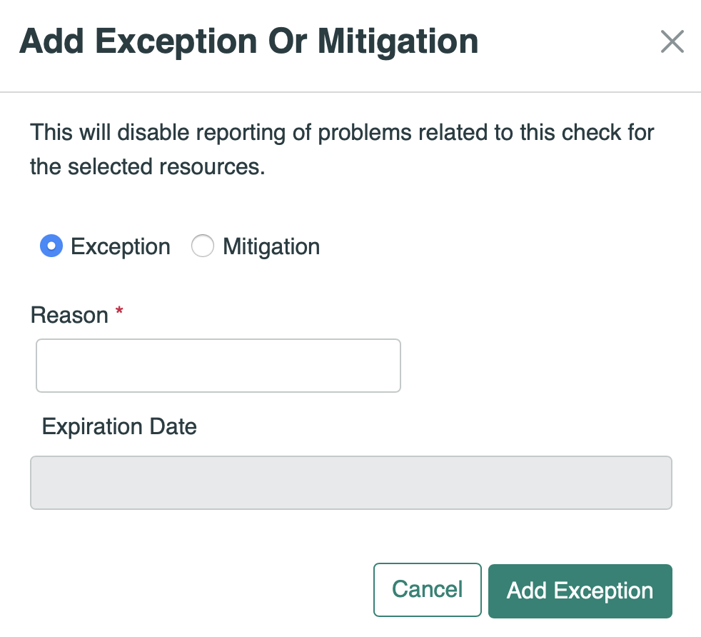 How do I add a policy exception for a compliance issue?