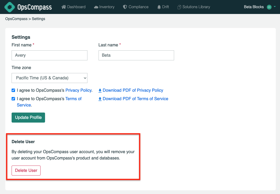 How do I delete a user account, cloud account, or my company?