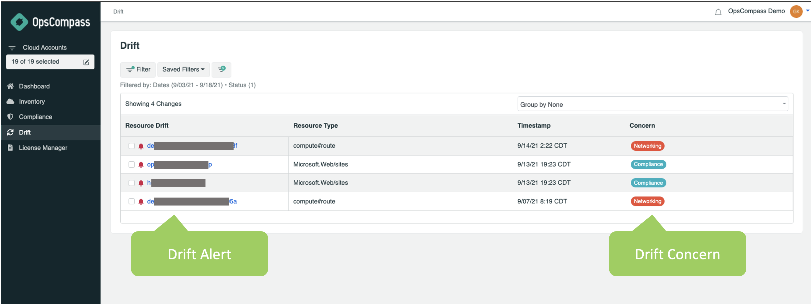 OpsCompass Drift Overview