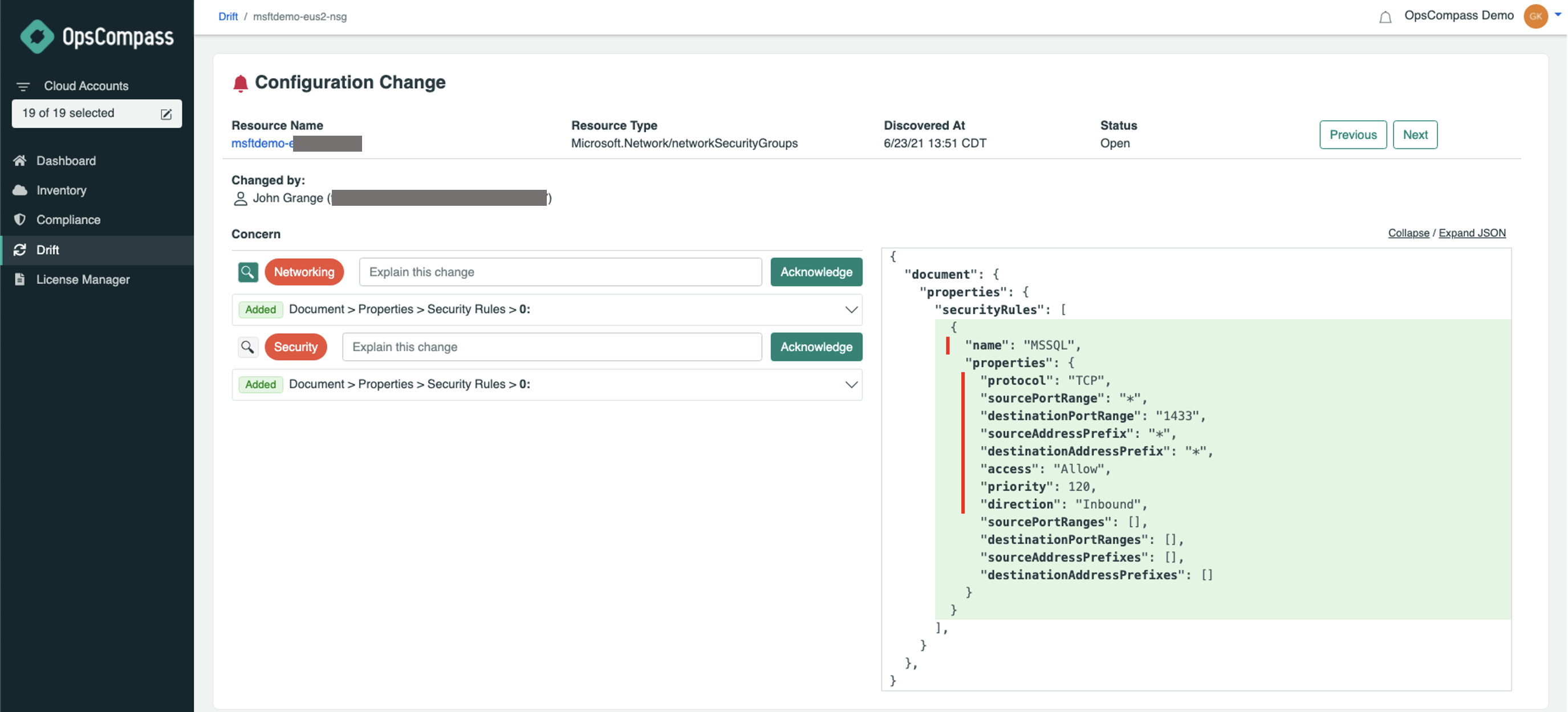 OpsCompass Drift Overview
